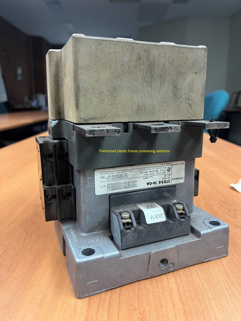Electrical contactor frames with asbestos - Asbestos Product Guide